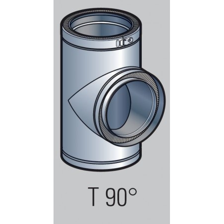 Conduit de cheminée Poujoulat Té isolé 90° Therminox inox inox longueur ...